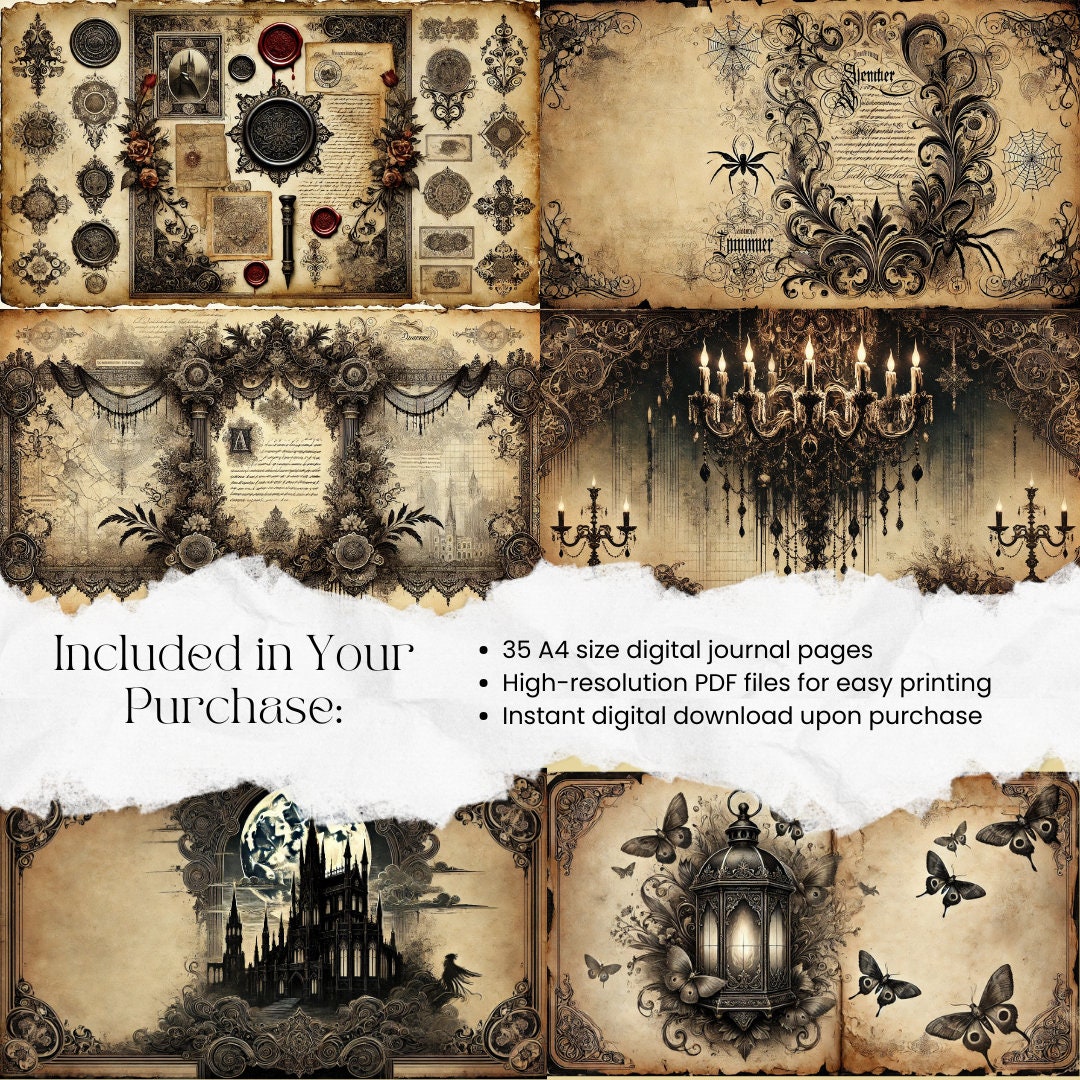 Victorian Gothic Junk Journal Templates Gothic Journal Papers Kit ...