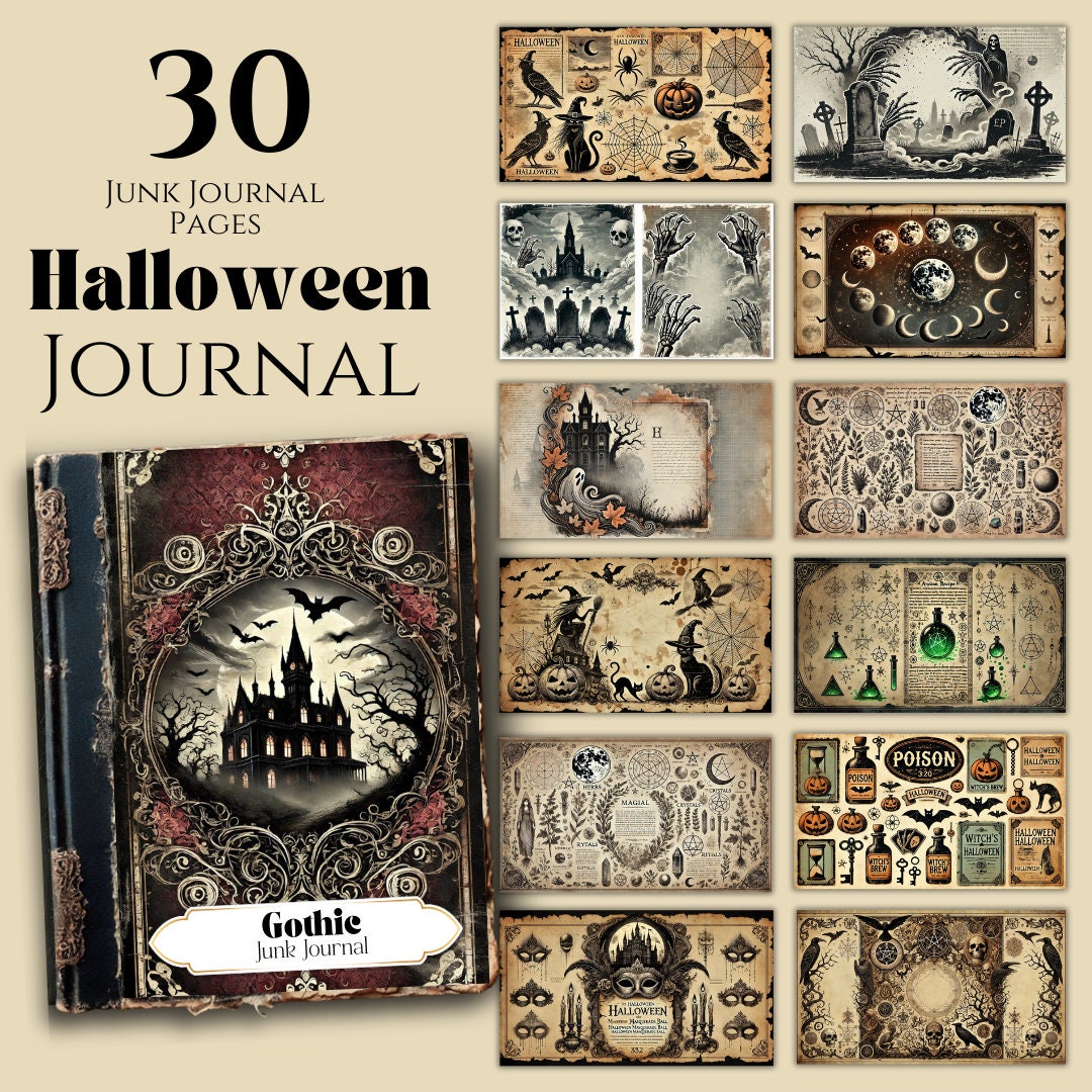 Halloween Junk Journal Kit Printable Junk Journal Halloween Vintage ...