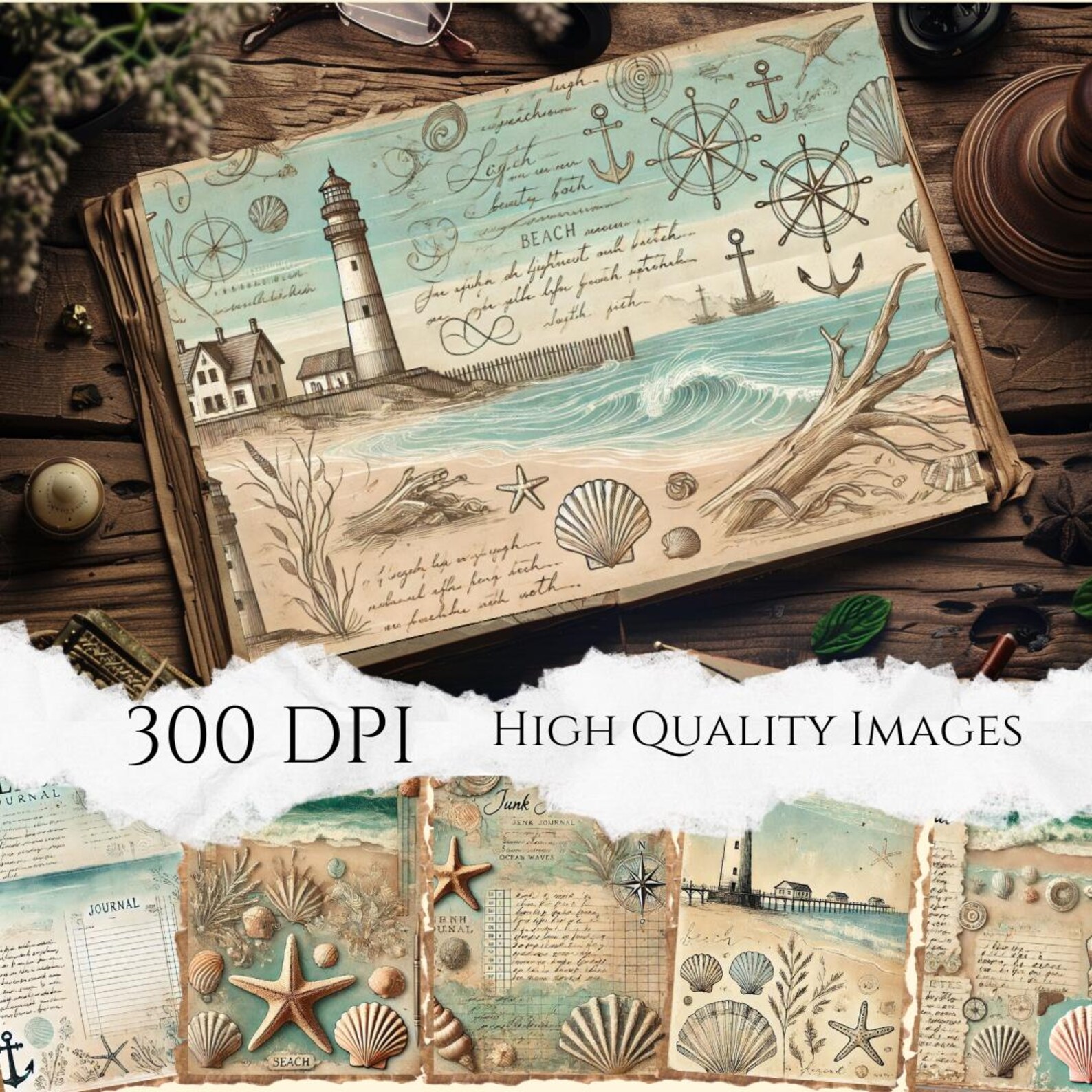 Ocean Junk Journal Beach Junk Journal Papers Digital Beach Journal ...