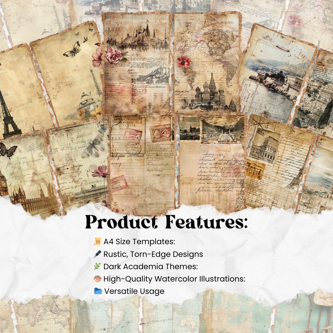 Vintage Junk Journal Printable Pages Travel Journal Printable Travel ...