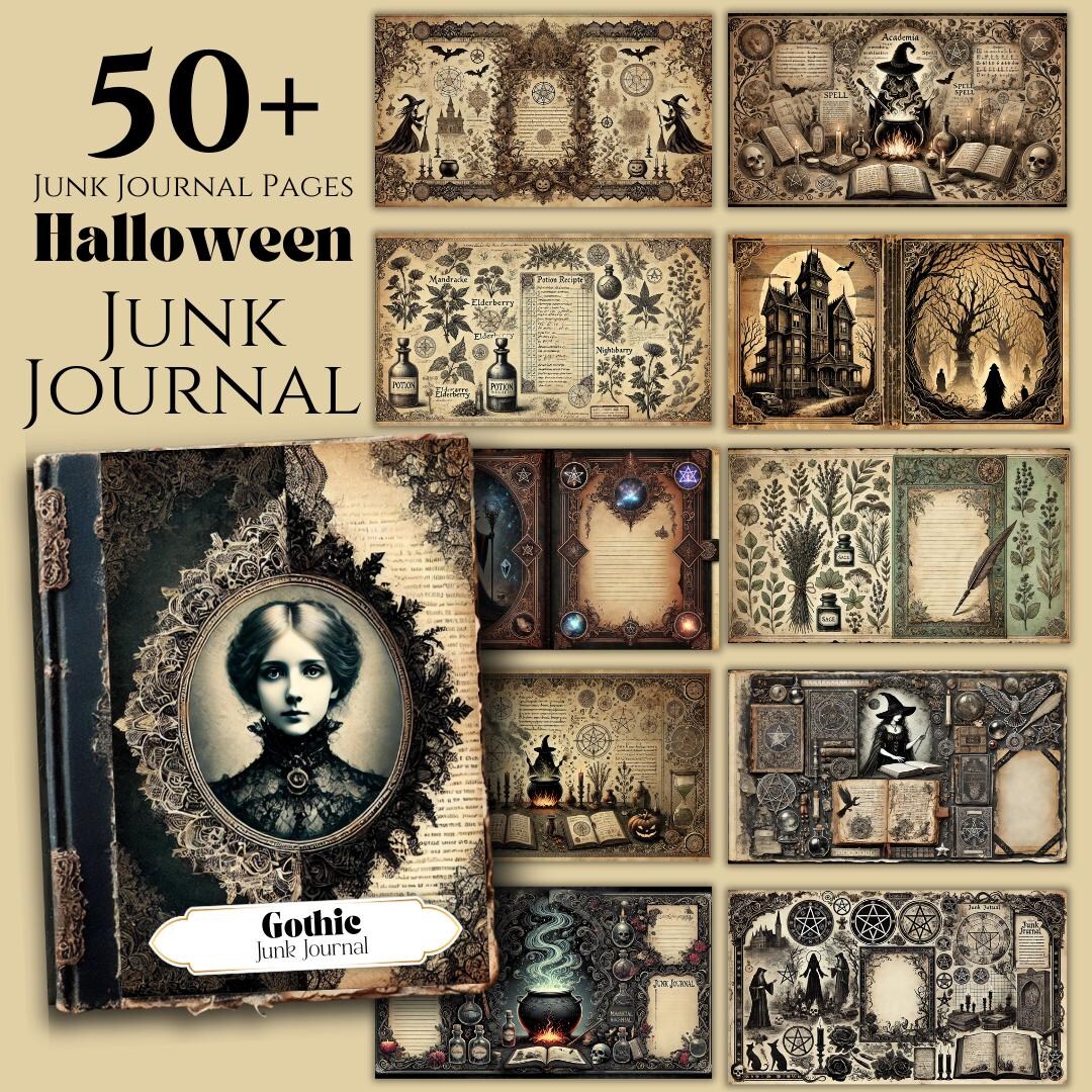 Vintage Gothic Junk Journal Kit Gothic Journal Halloween Journal Pages ...