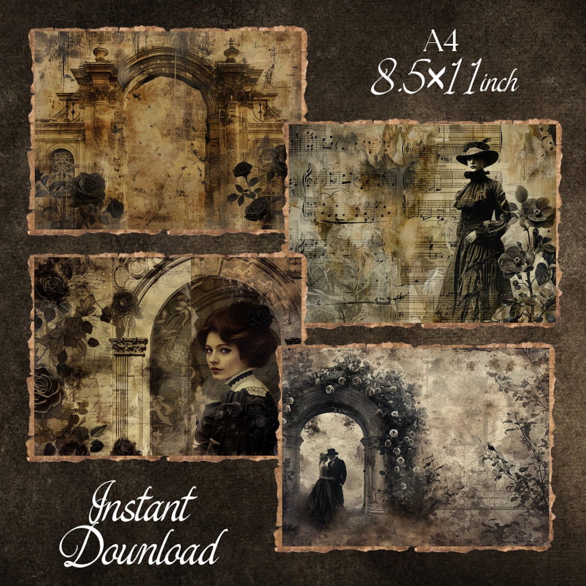 Victorian Gothic Junk Journal Pages Instant Download Digital Scrapbook ...