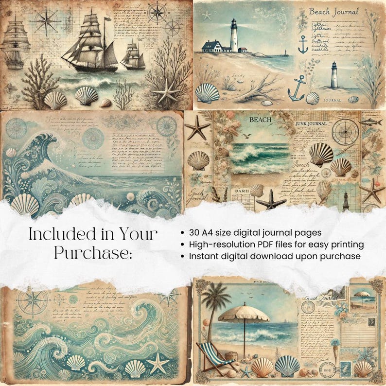 Ocean Junk Journal Beach Junk Journal Papers Digital Beach Journal ...