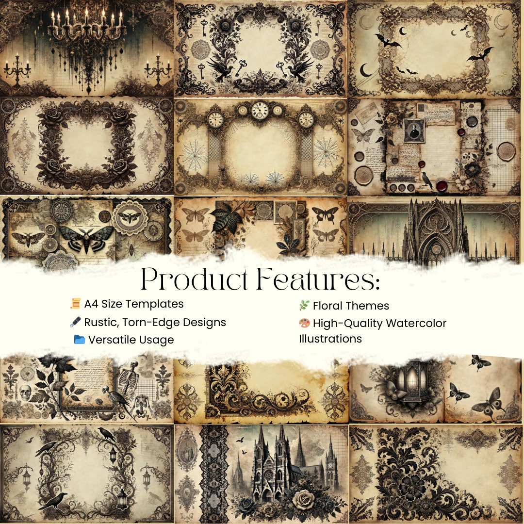 Victorian Gothic Junk Journal Templates Gothic Journal Papers Kit ...