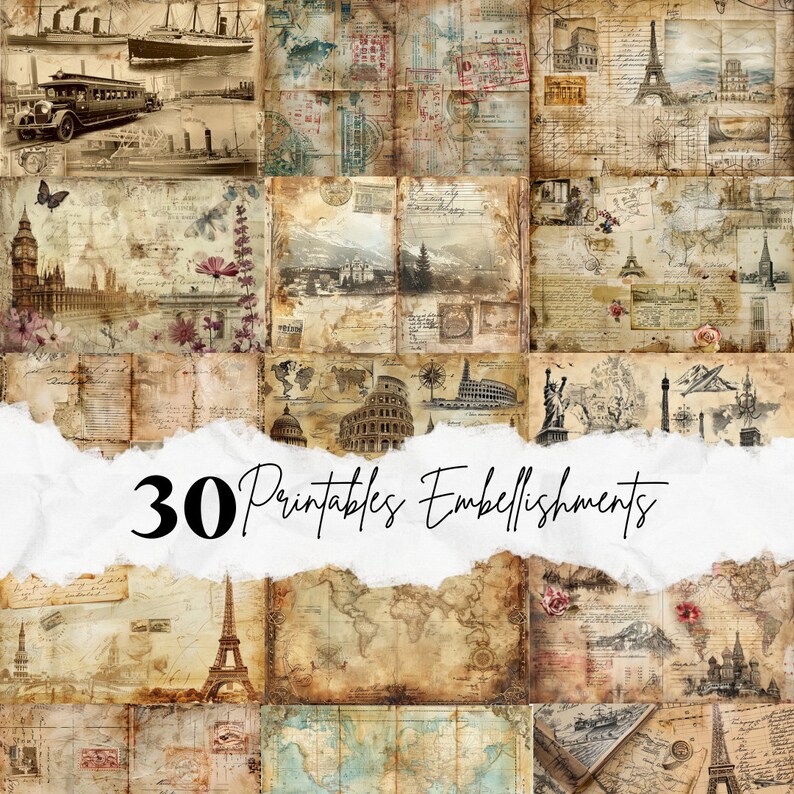 Vintage Junk Journal Printable Pages Travel Journal Printable Travel ...