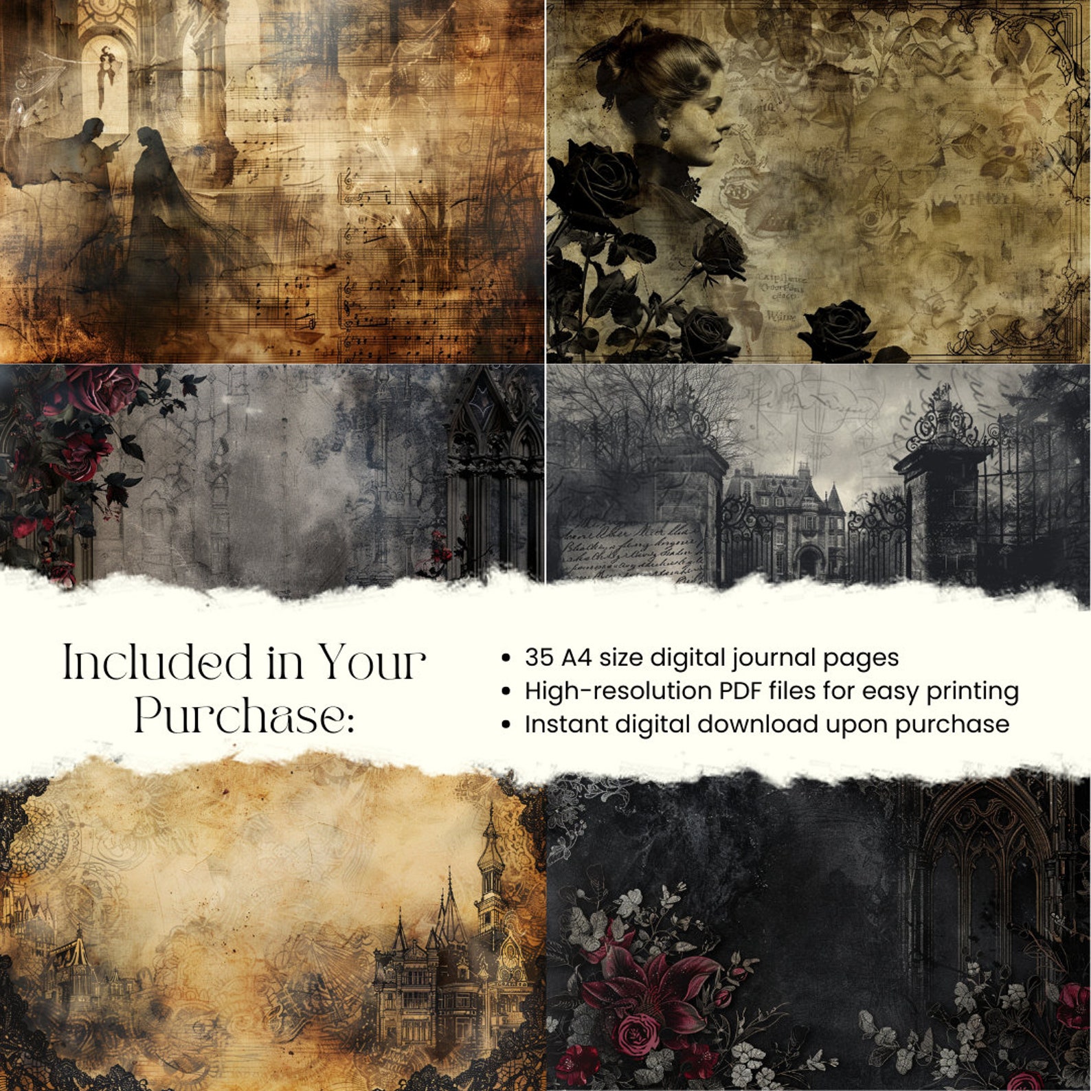 Victorian Gothic Junk Journal Pages Instant Download Digital Scrapbook ...