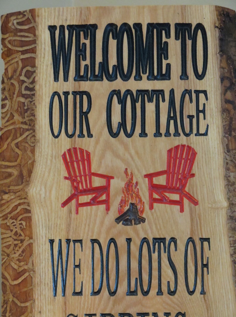 Wooden Welcome Sign, Carved Wood Sign, Hanging Cottage Decor, Gift Live ...