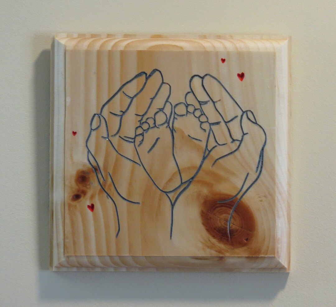 Customizable Baby Plaque, Light Weight Wall Hanging, Hands Holding Baby ...