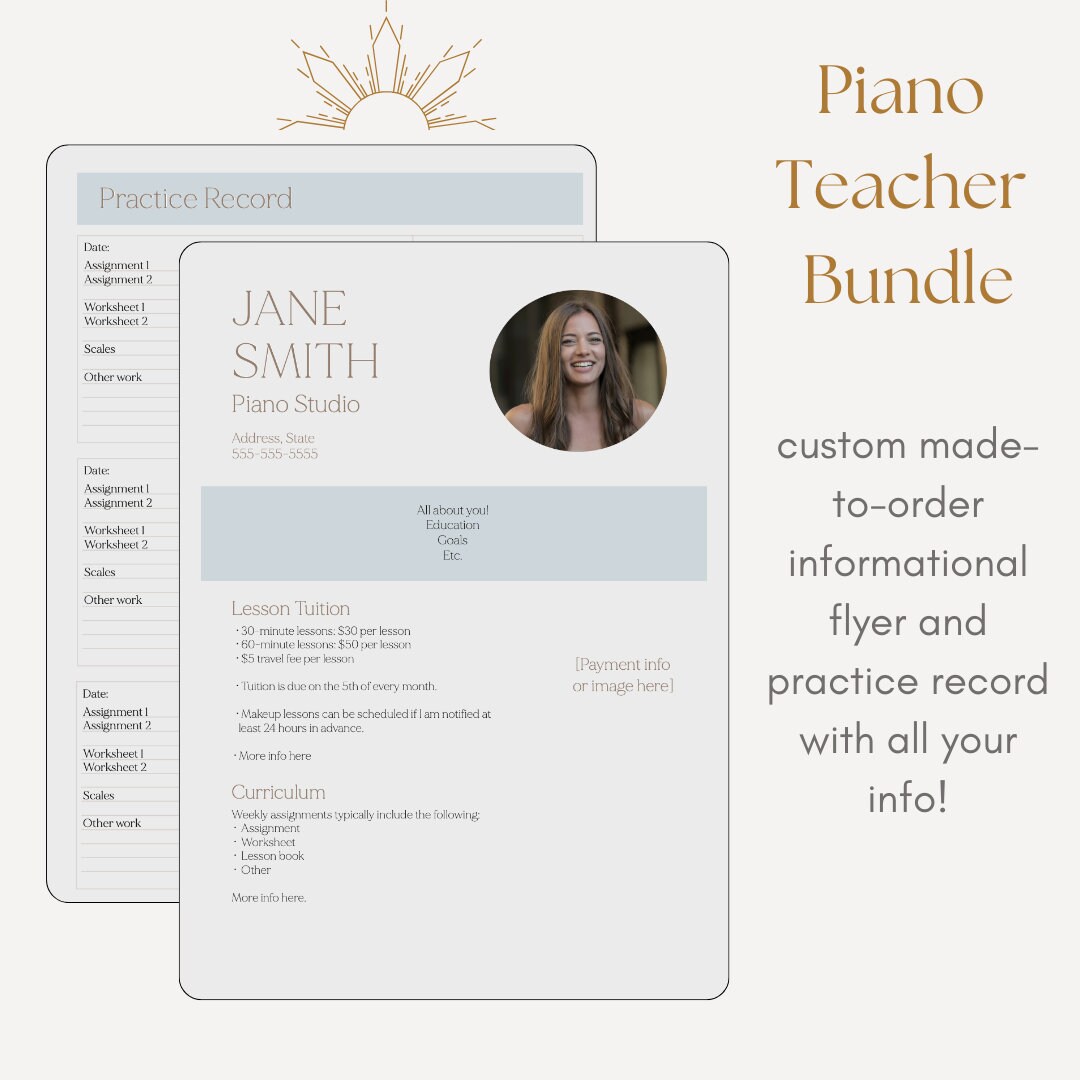 MADE TO ORDER - Piano Teacher Tools, Piano Practice Record, Piano ...