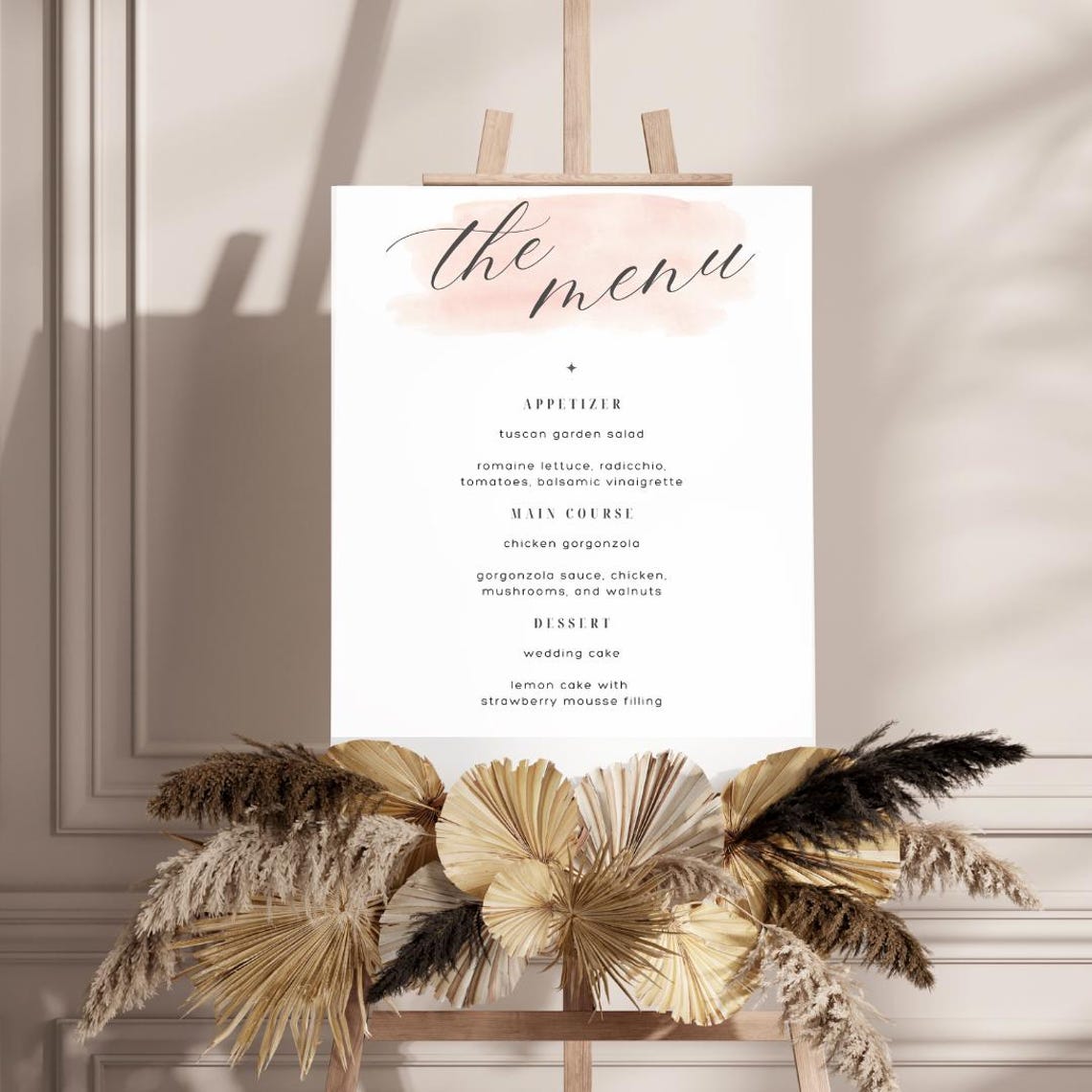 Elegant Wedding Menu Sign, Editable Canva Template (digital Download ...