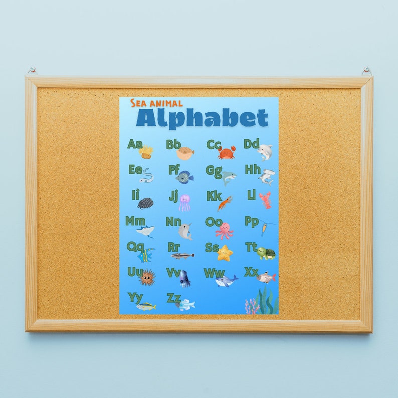 Sea Animals Alphabet Poster Ocean Themed Classroom Decor Kindergarten ...