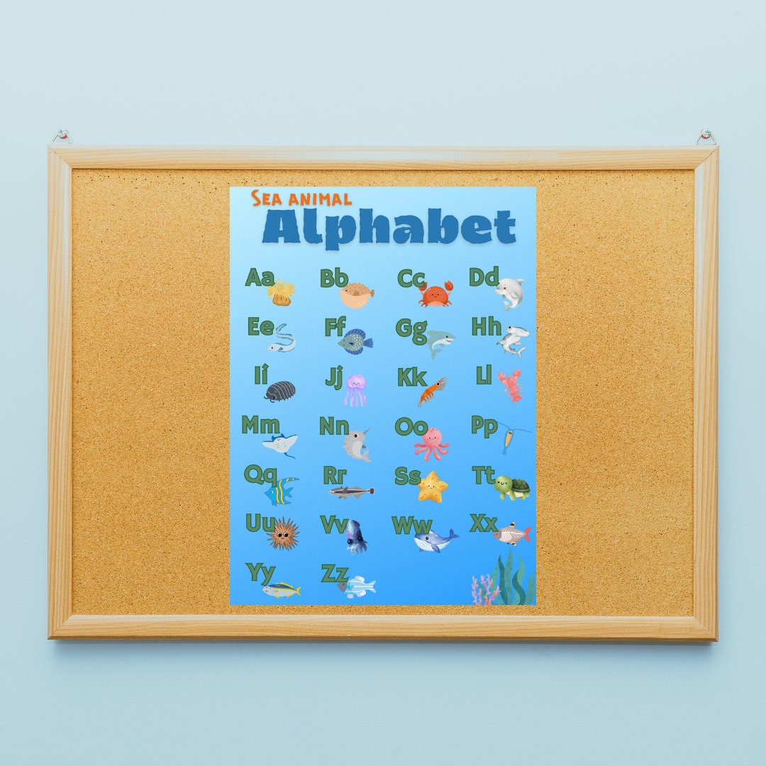Sea Animals Alphabet Poster Ocean Themed Classroom Decor Kindergarten ...