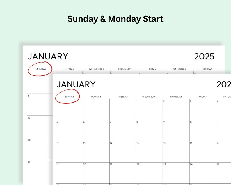 2025 Monthly Calendar Minimalistic Printable Editable PDF Landscape A4 ...