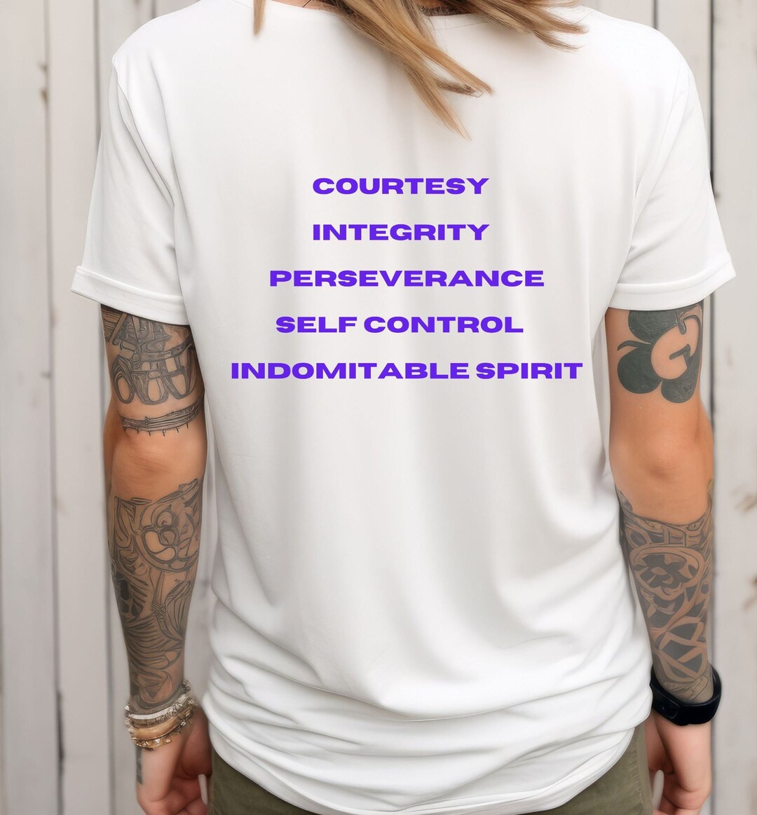 Taekwondo Tenets Graphic Shirt, Front and Back Print, Inspirational and ...