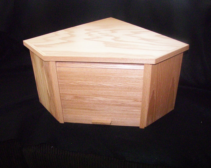 Oak Corner Bread Box With Natural Lacquer Finish and Roll up Door - Etsy
