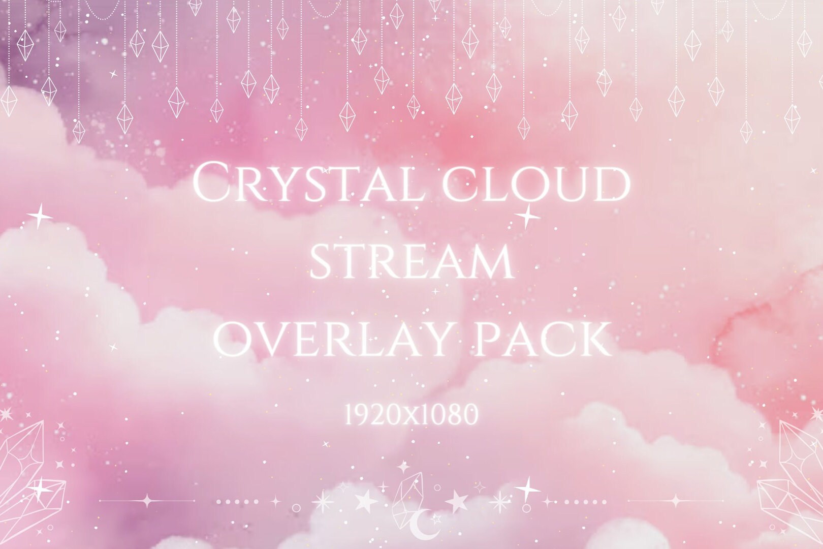 Animated Pink Crystal Cloud Stream Overlay Pack ~ Twitch Overlays ...