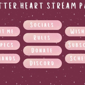 Pink Glitter Heart Stream Overlay Pack ~ Twitch Overlays ~ Animated ...