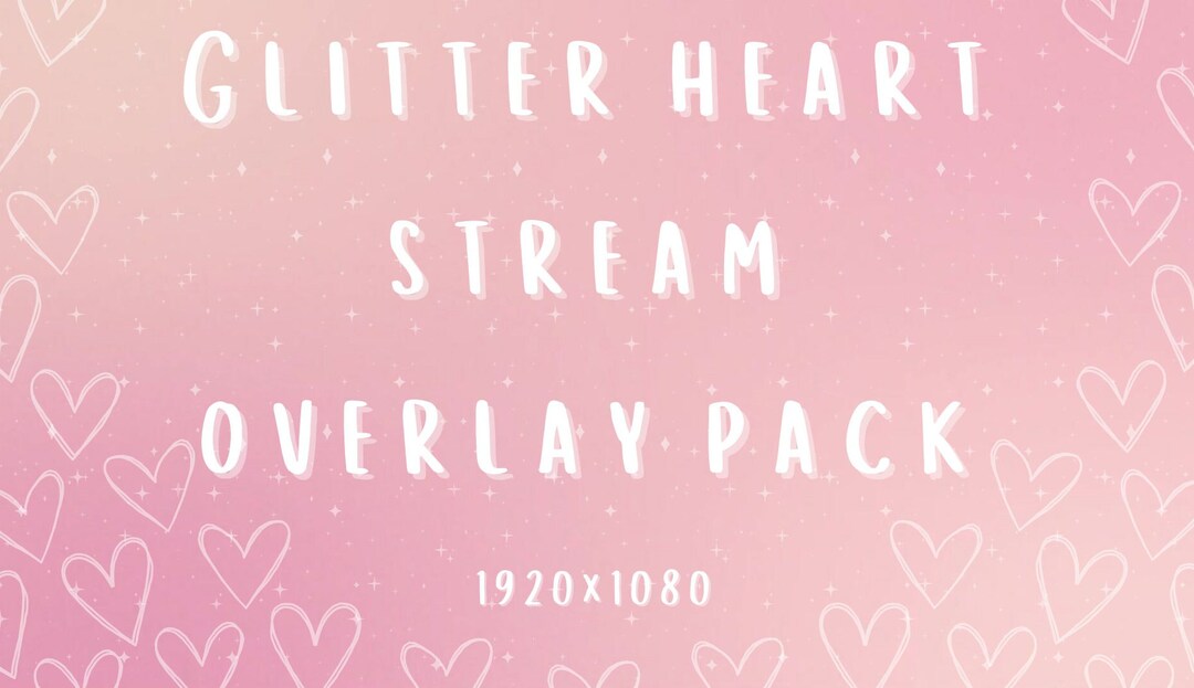 Pink Glitter Heart Stream Overlay Pack ~ Twitch Overlays ~ Animated ...