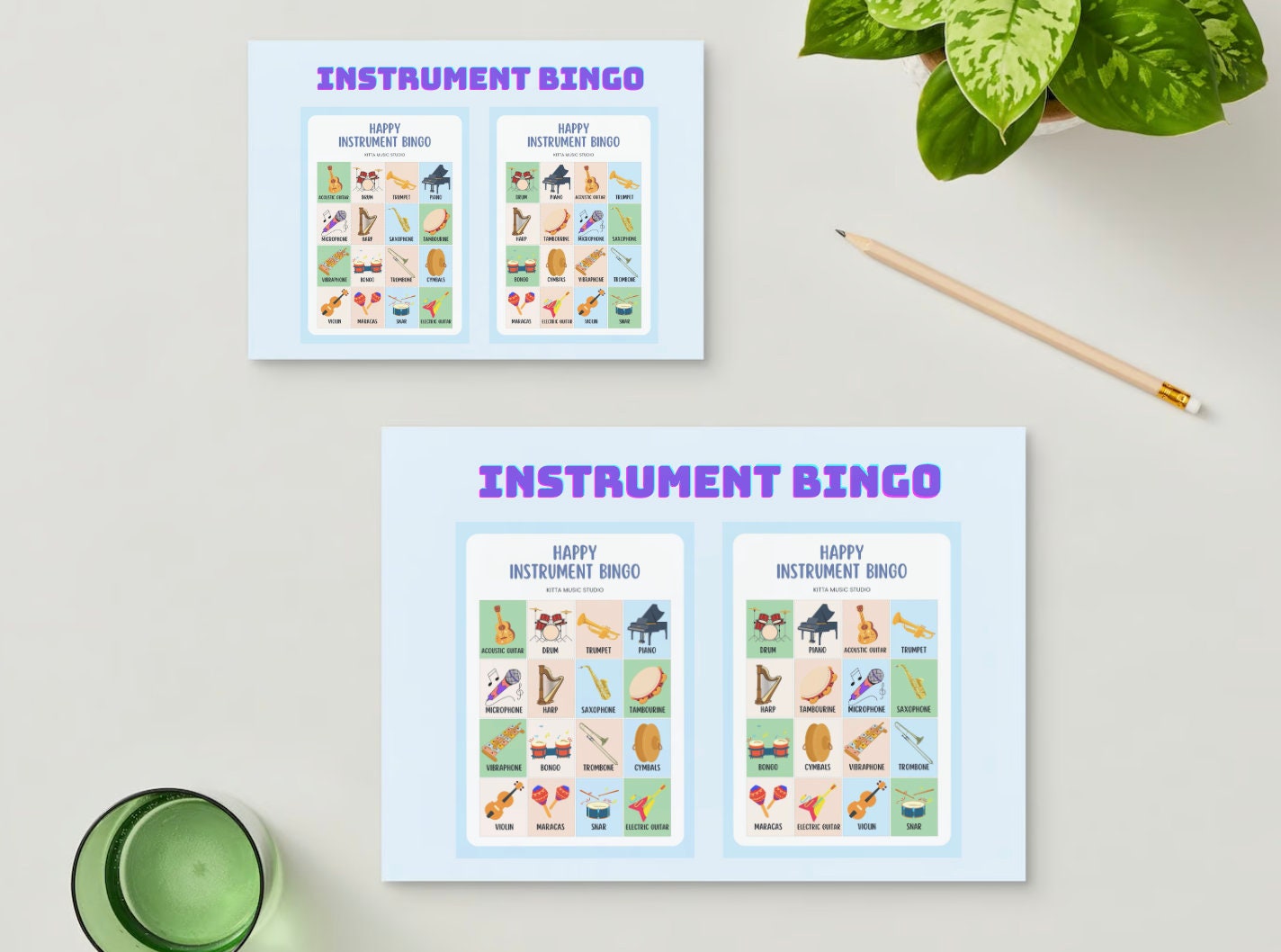 Happy Music Instrument Bingo Cards, Instrument Learning Game, Printable ...
