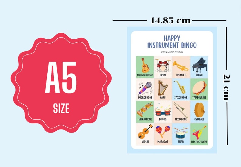 Happy Music Instrument Bingo Cards, Instrument Learning Game, Printable ...