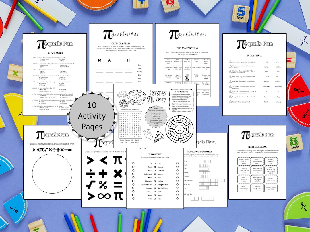 Pi Day Activity Bundle: Math Art, Trivia, Word Puzzles (digital ...