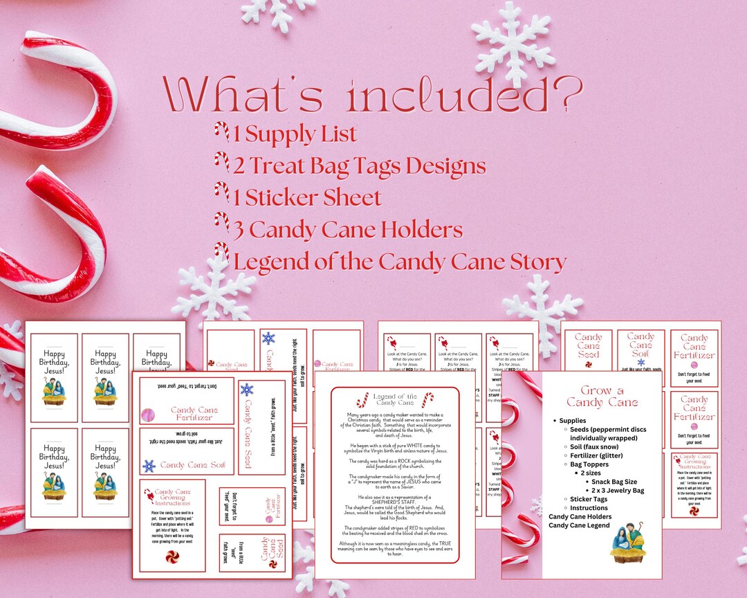 Grow a Candy Cane Printable Activity: Christmas Treat Bag Toppers ...