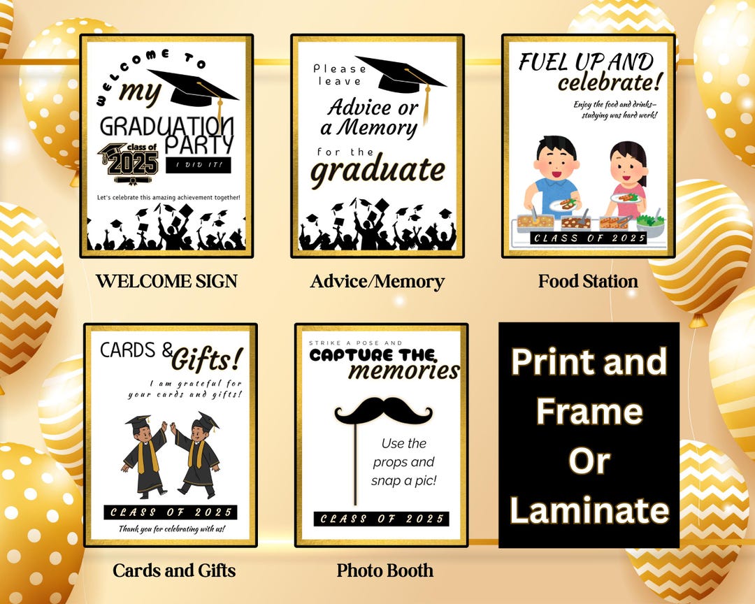 Graduation Party Sign Bundle: Printable Table Decor (PDF) - Etsy