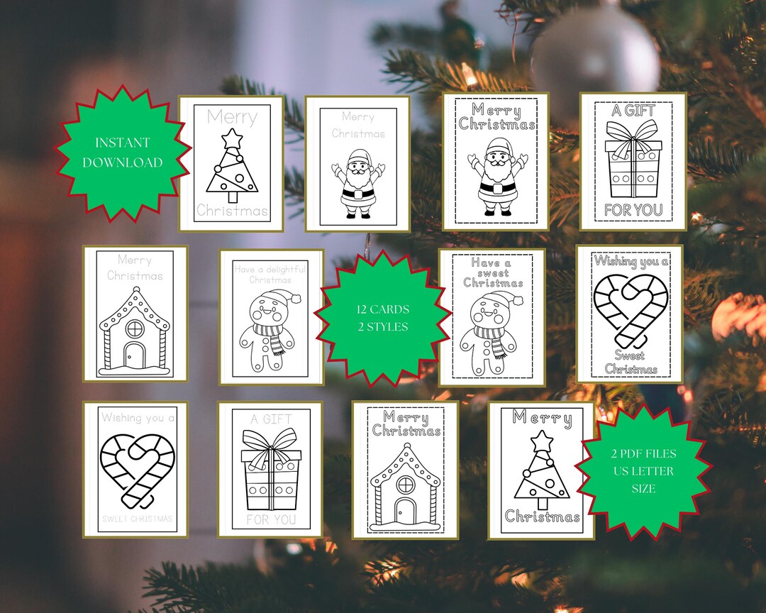 Christmas Coloring Cards for Kids: 6 Printable Designs (PDF Download ...