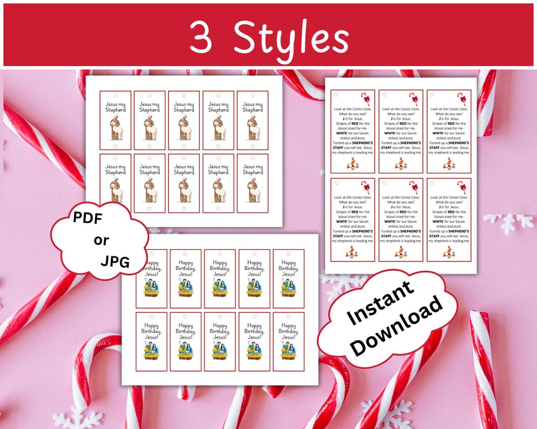Printable Christmas Candy Cane Tags, Religious Candy Cane Tag, Sunday ...