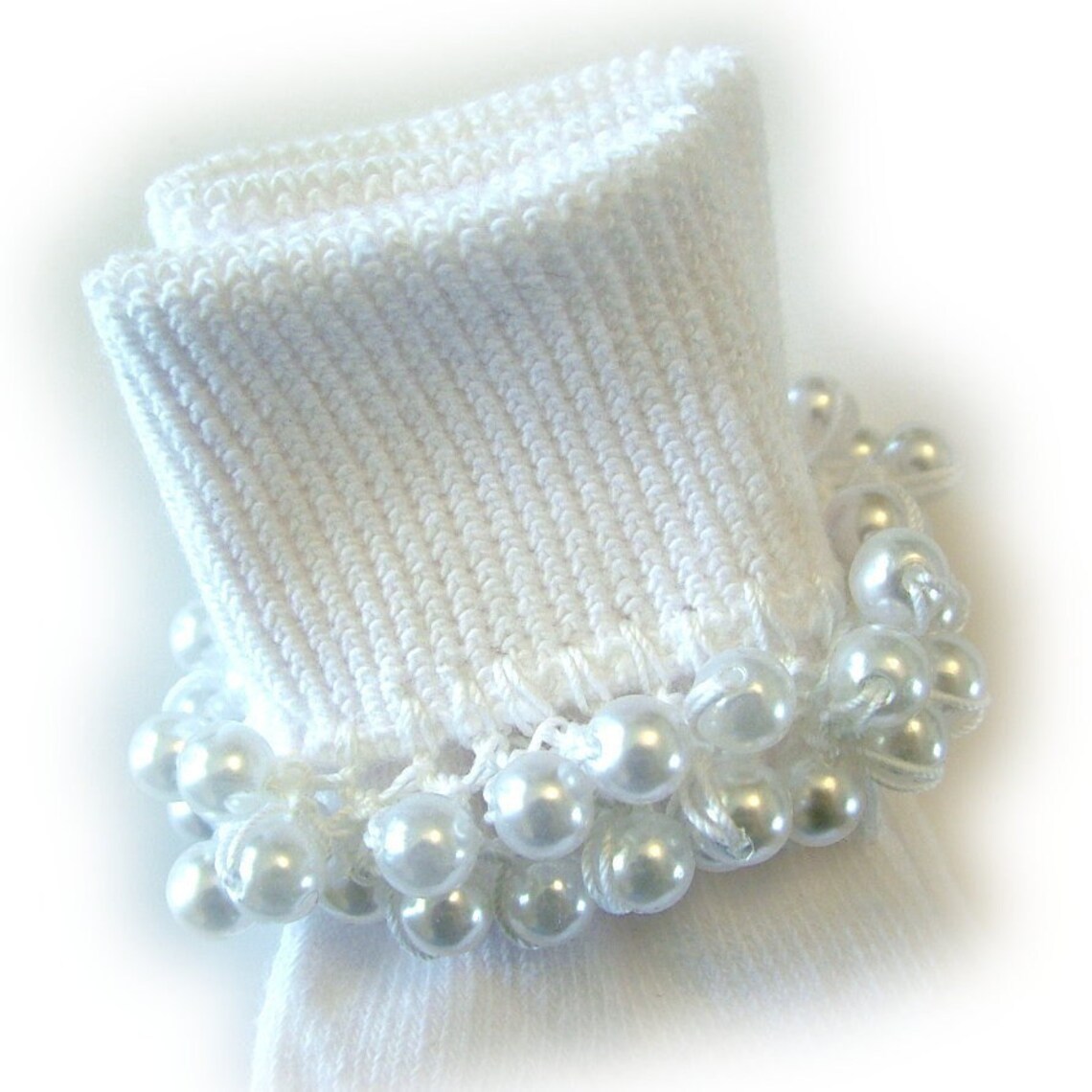 White Pearl Beaded Socks, First Communion, Baptism, White Socks, Pearls ...