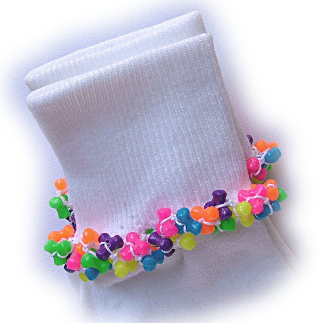 Neon Fun Beaded Socks, Girls, Tri Beads, School, Women's, Holidays ...