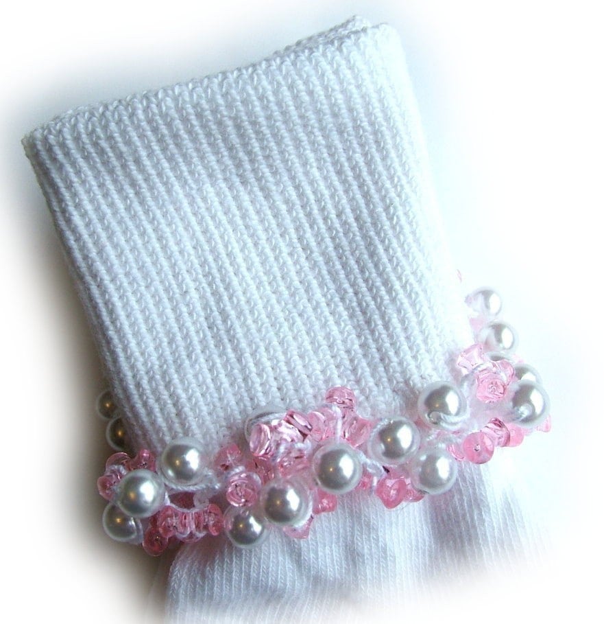 Pink Pearly Beaded Socks, Pearls, Pink, School, Girls, Women's ...