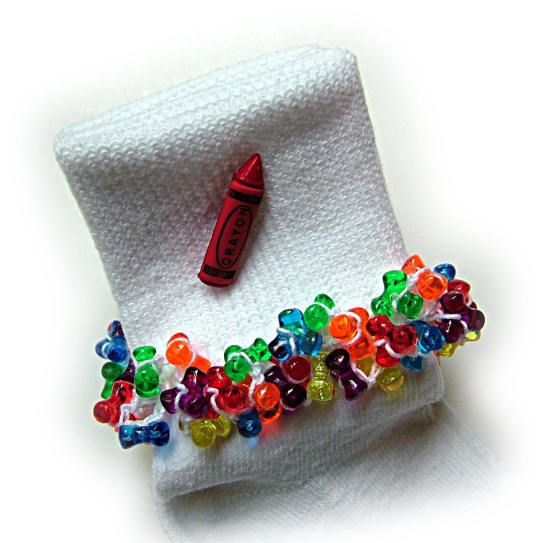 Red Crayon Beaded Socks Buttons, School, Holidays, Green, Yellow ...