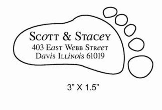 Custom Return Address Footprint Rubber Stamp AD55 | Etsy
