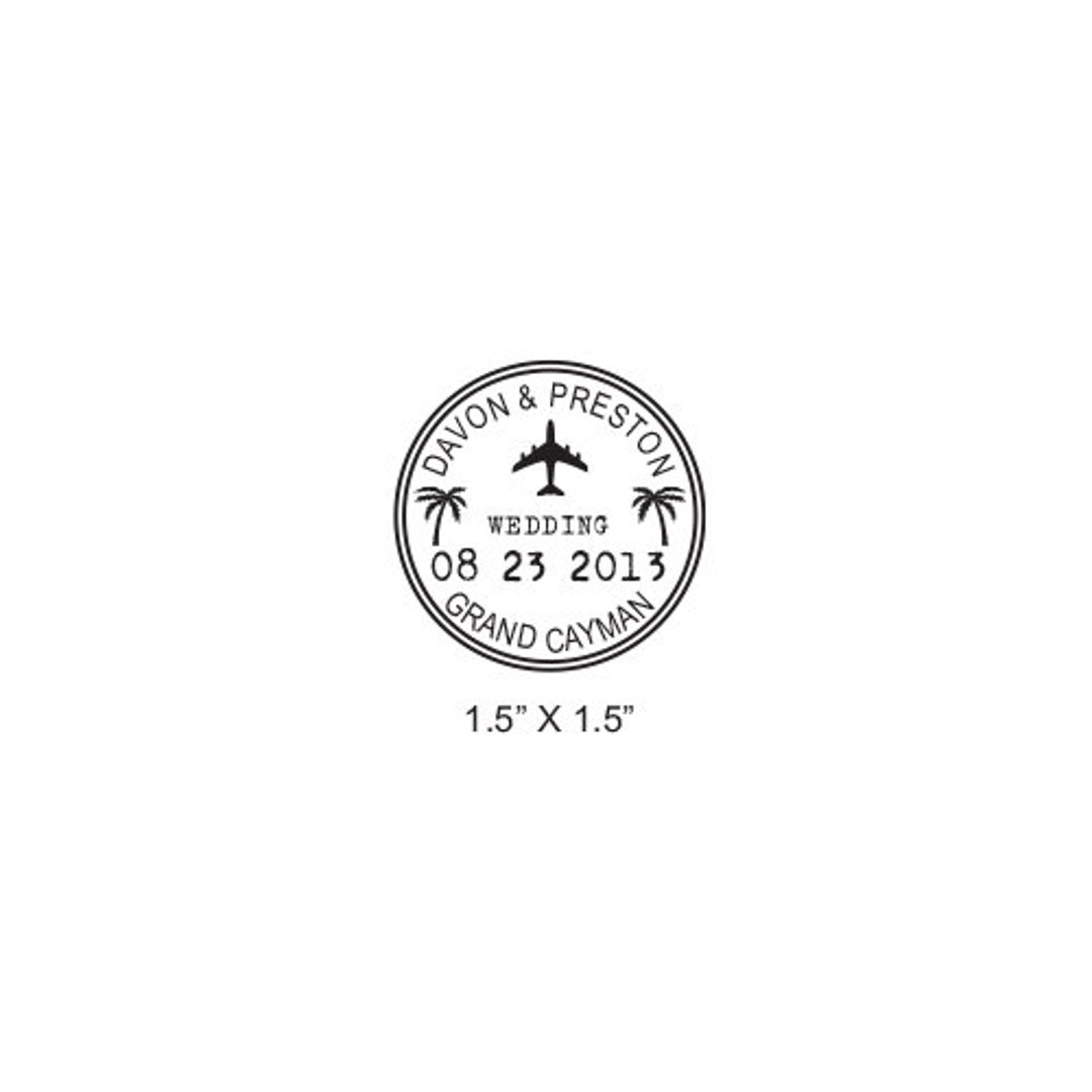 Custom Palm Trees Passport Postmark Save the Date Rubber Stamp AD283 - Etsy