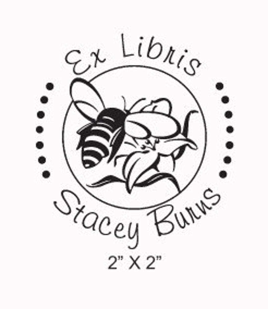 Bee and Flower Ex Libris Personalized Rubber Stamp F07 - Etsy