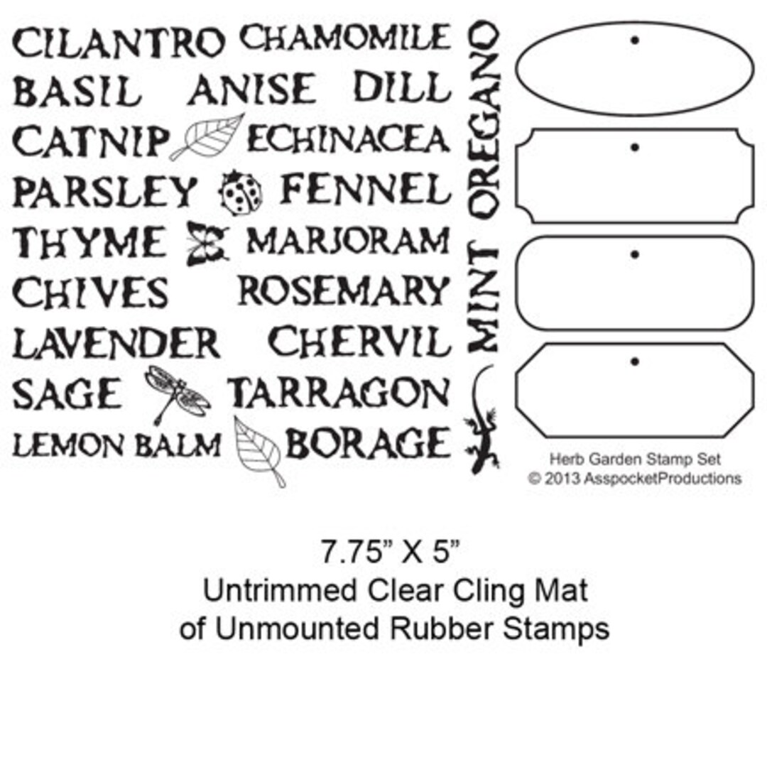 Herb Garden Hang Tags Stamp Set Clear Cling Unmounted Rubber Stamps - Etsy