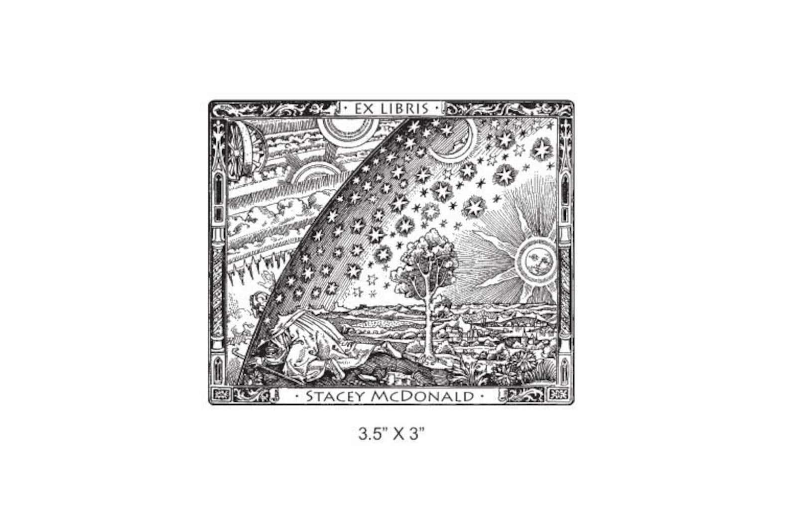 Flammarion Engraving Antique Art Personalized Bookplate Ex Libris ...