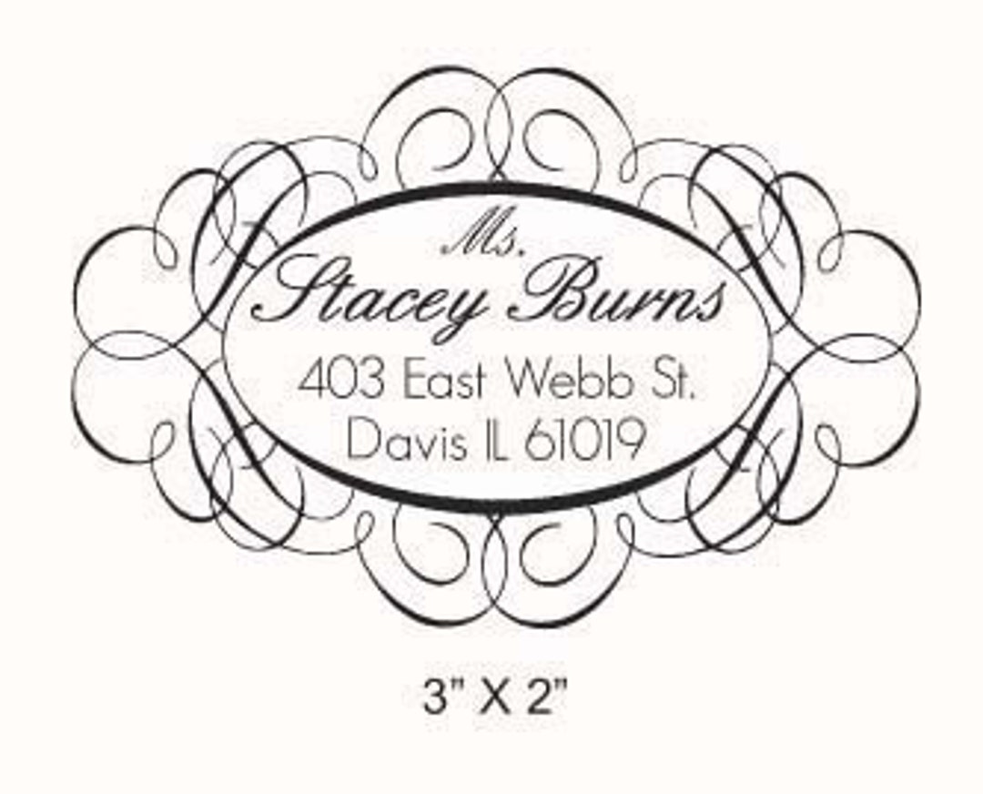 Oval Calligraphy Border Custom Return Address Rubber Stamp - Etsy