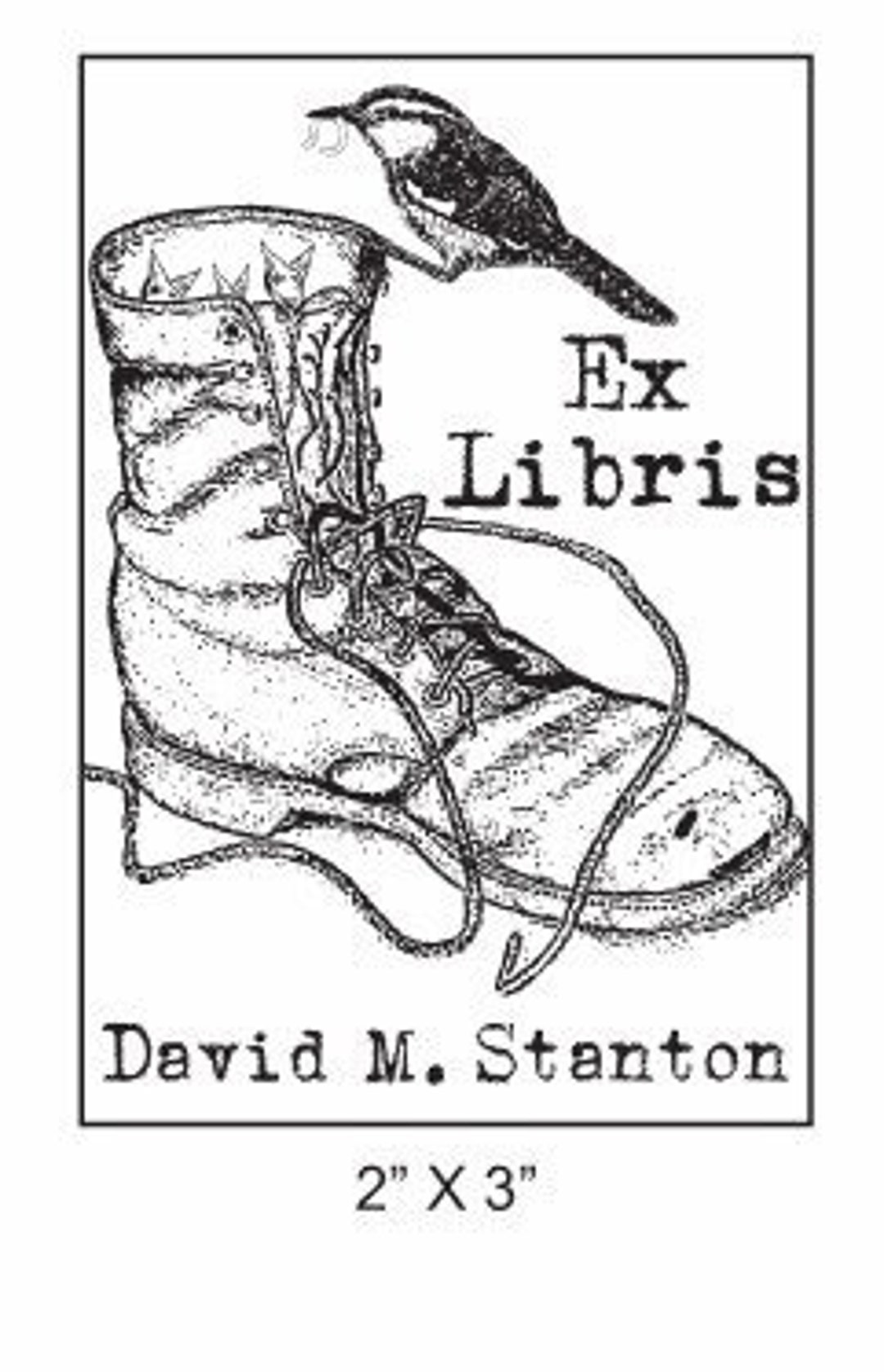 Carolina Wren Nest in an Old Boot Personalized Ex Libris Rubber Stamp ...