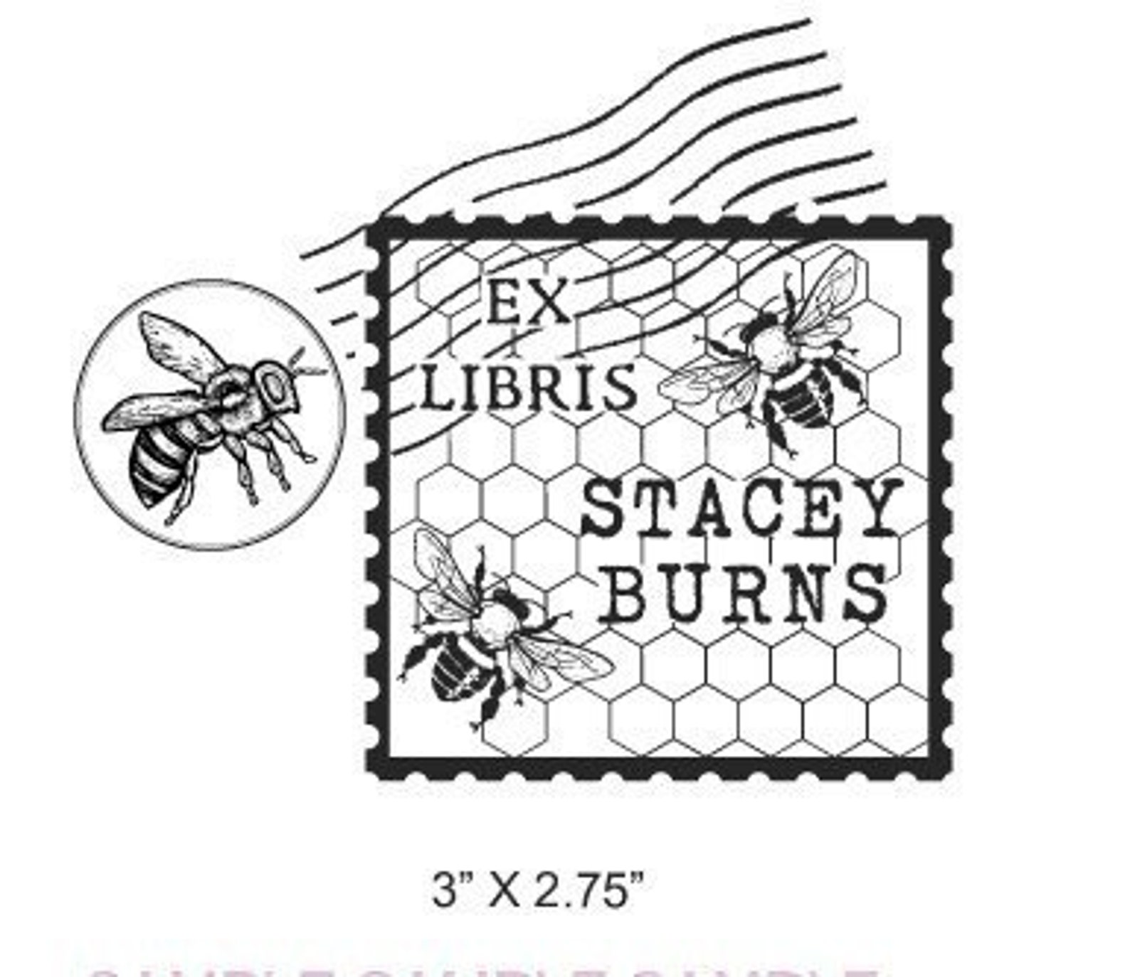 Bees and Honey Mail Art Faux Postage Stamp Ex Libris Custom - Etsy