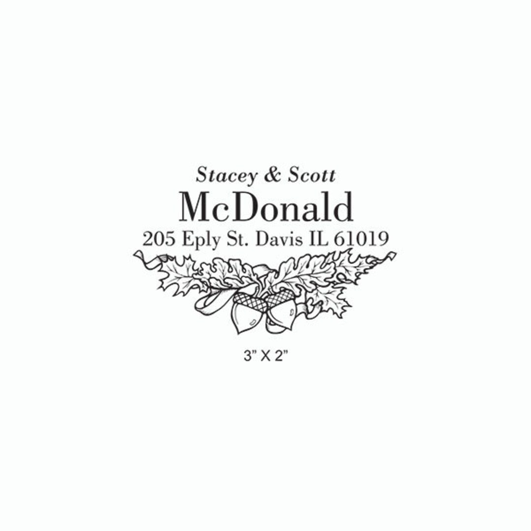 Acorn Oak Leaves Bouquet Custom Return Address Rubber Stamp AD369 - Etsy
