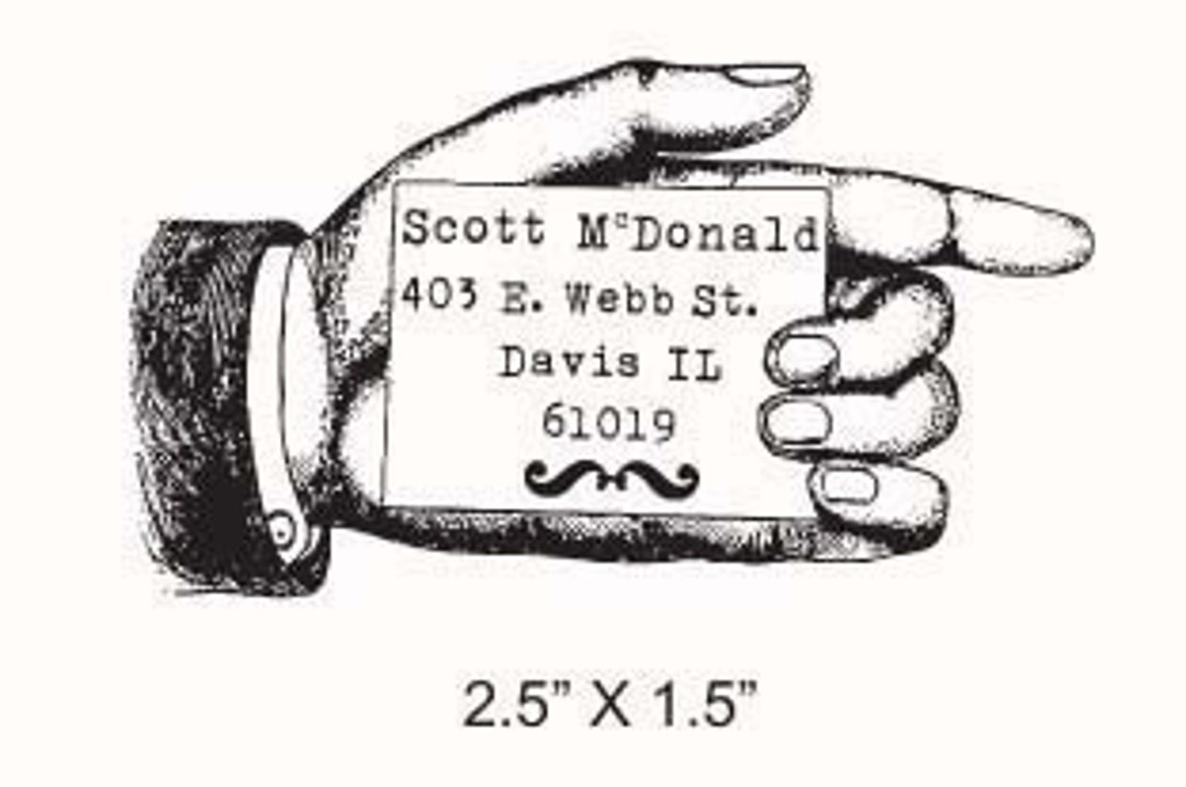 Vintage Advertising Hand Pointing Custom Return Address Rubber Stamp ...