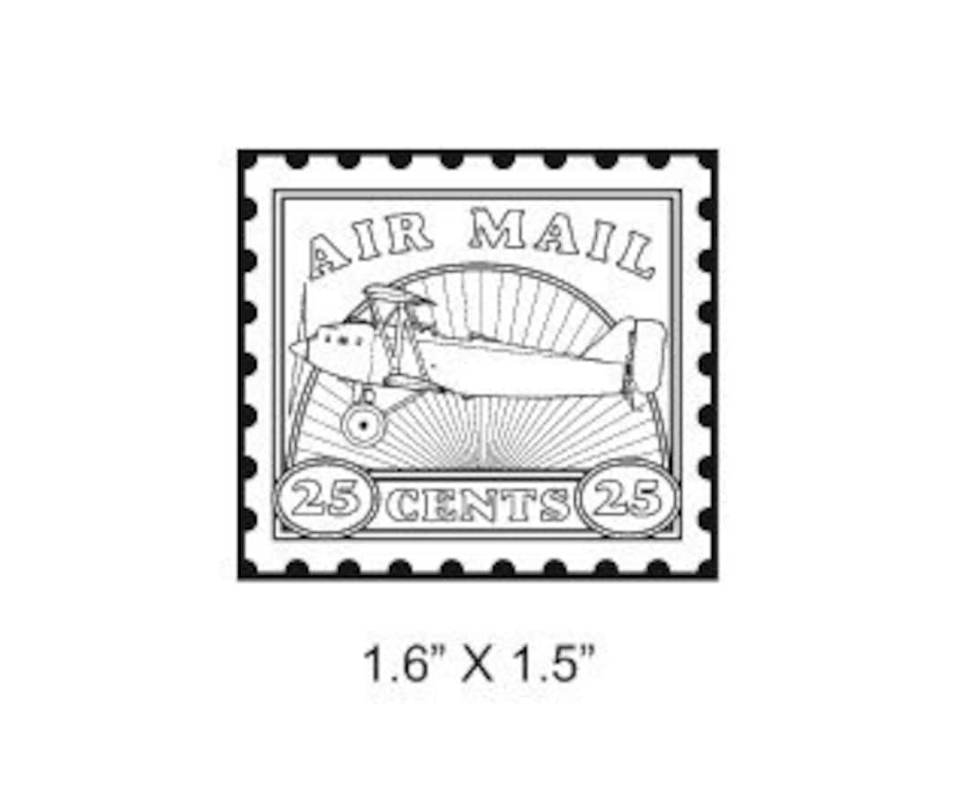 Airplane Postage Stamp Air Mail Faux Postage Mail Art Rubber Stamp 294 ...