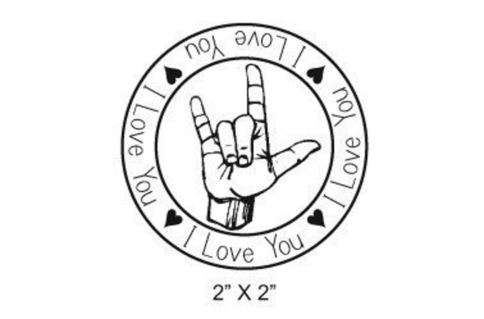 Round Rubber Stamp I Love You ASL Hand Sign 099 - Etsy
