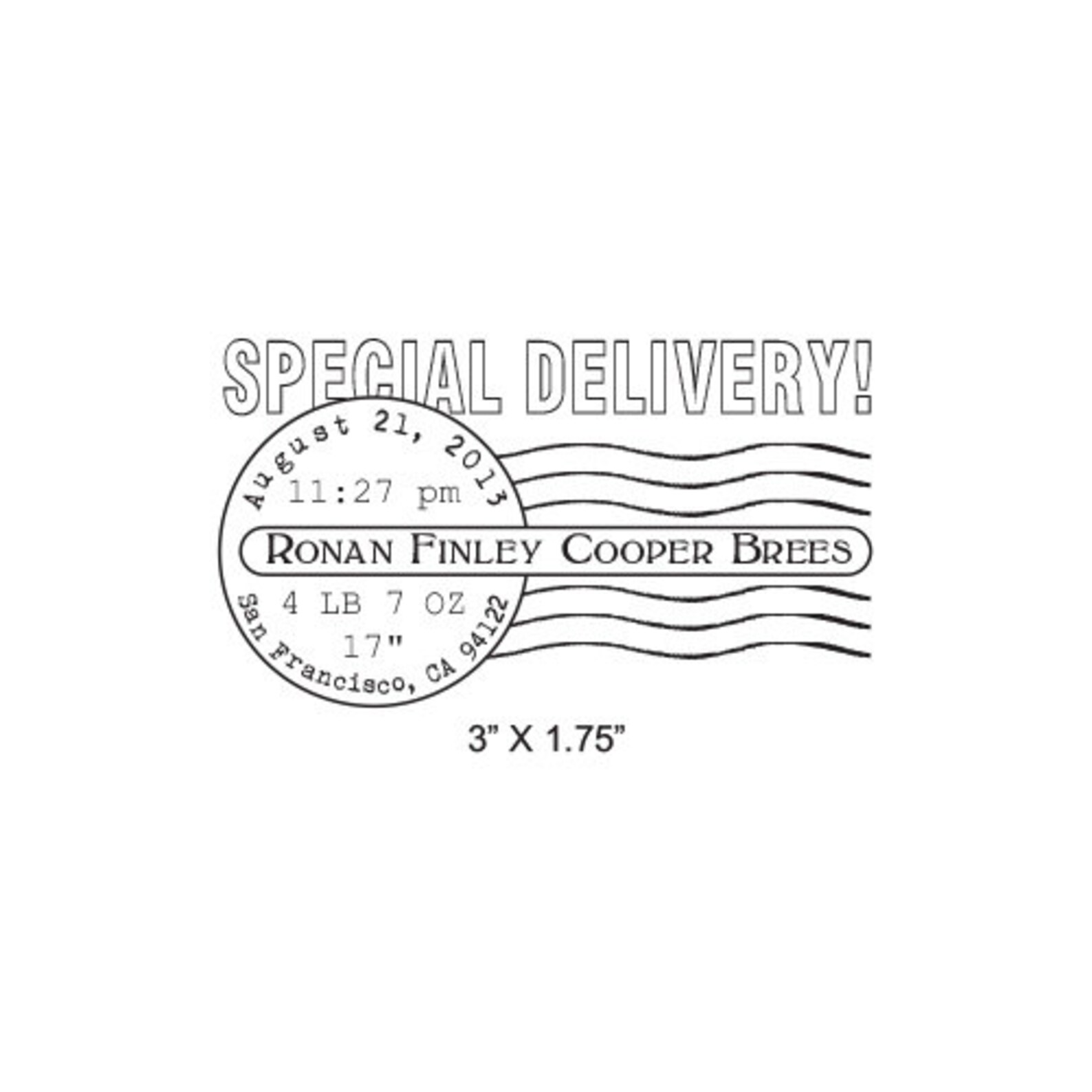 Special Delivery Birth Announcement Postmark Custom Rubber - Etsy