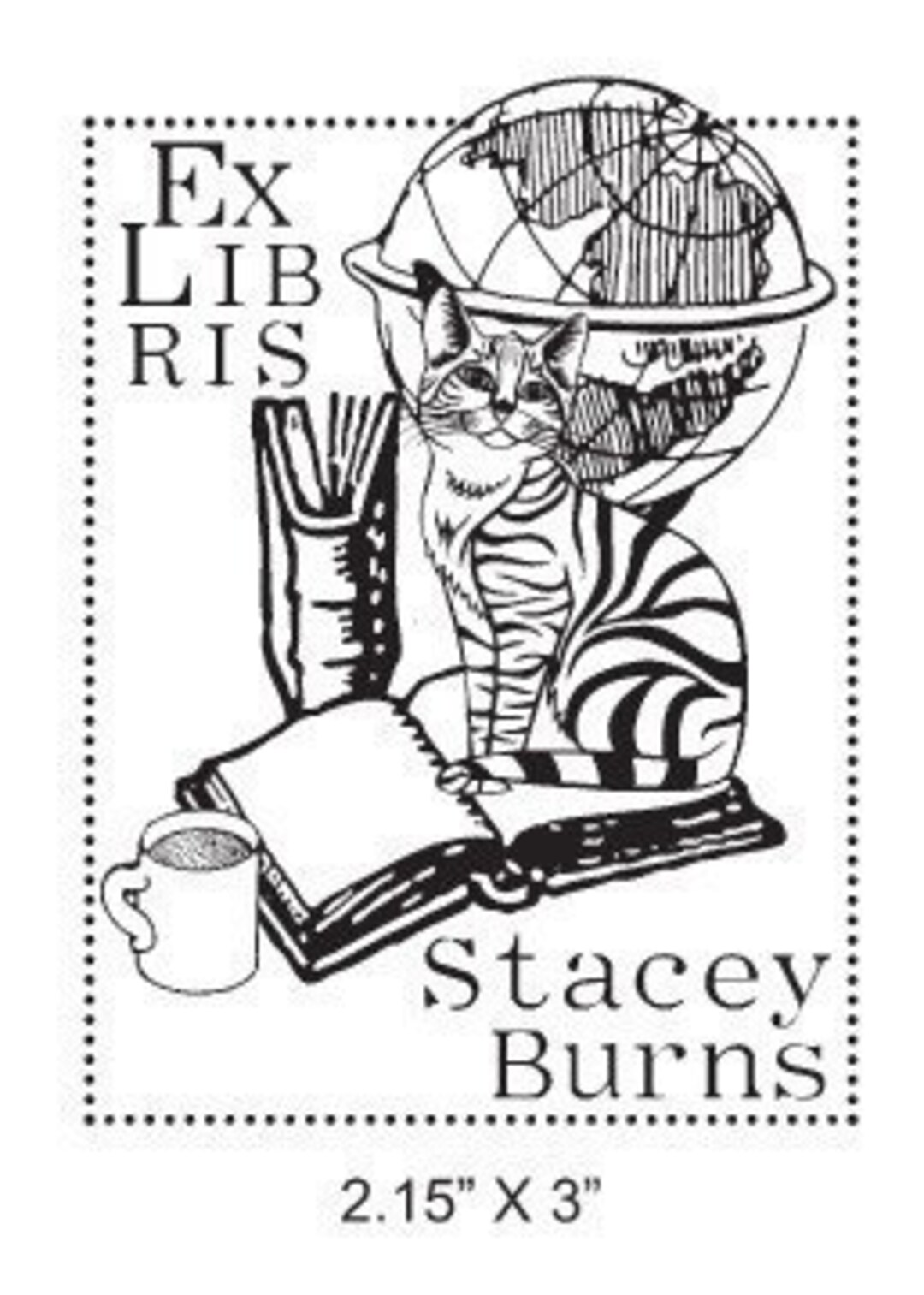Tabby Cat Personalized Ex Libris Library Rubber Stamp D04 - Etsy