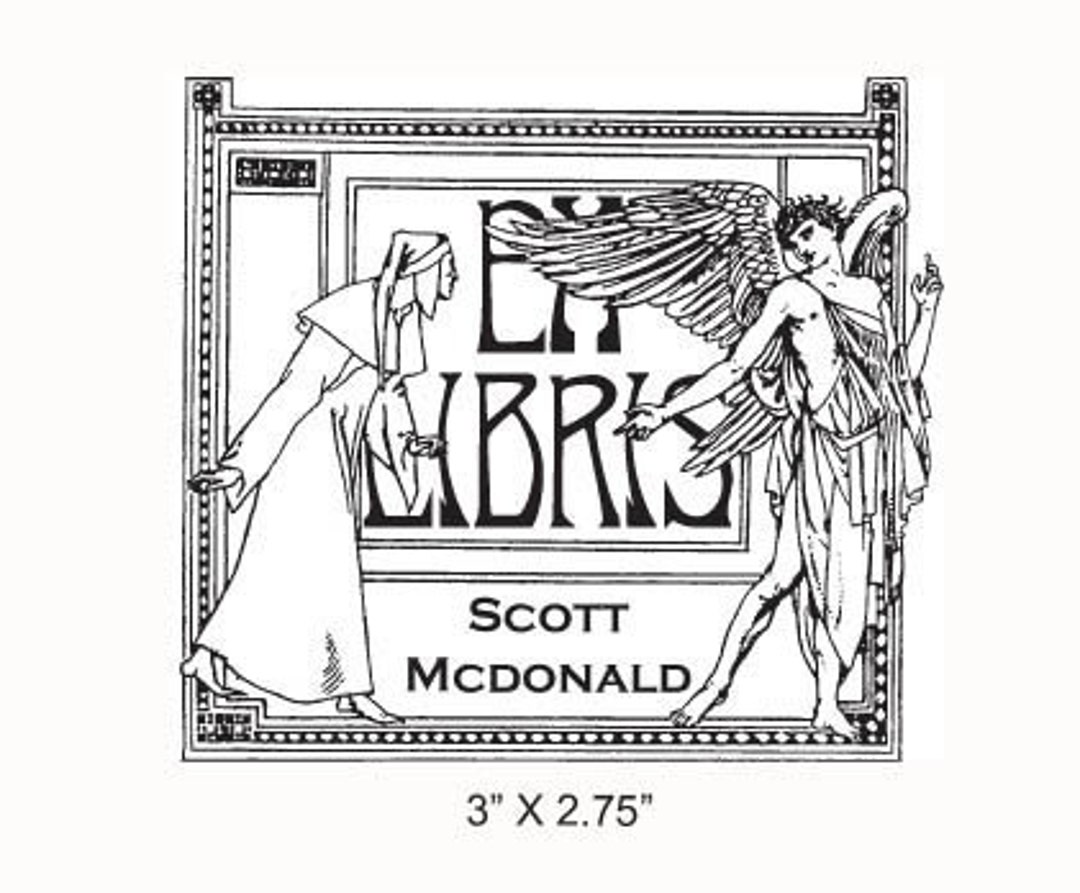 Priest Following Angel Custom Ex Libris Rubber Stamp E18 - Etsy