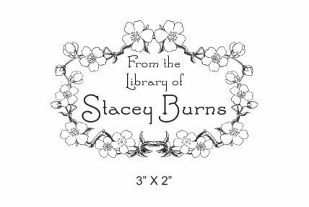 Cherry Blossom Frame Personalized Ex Libris Bookplate Rubber Stamp E06 ...