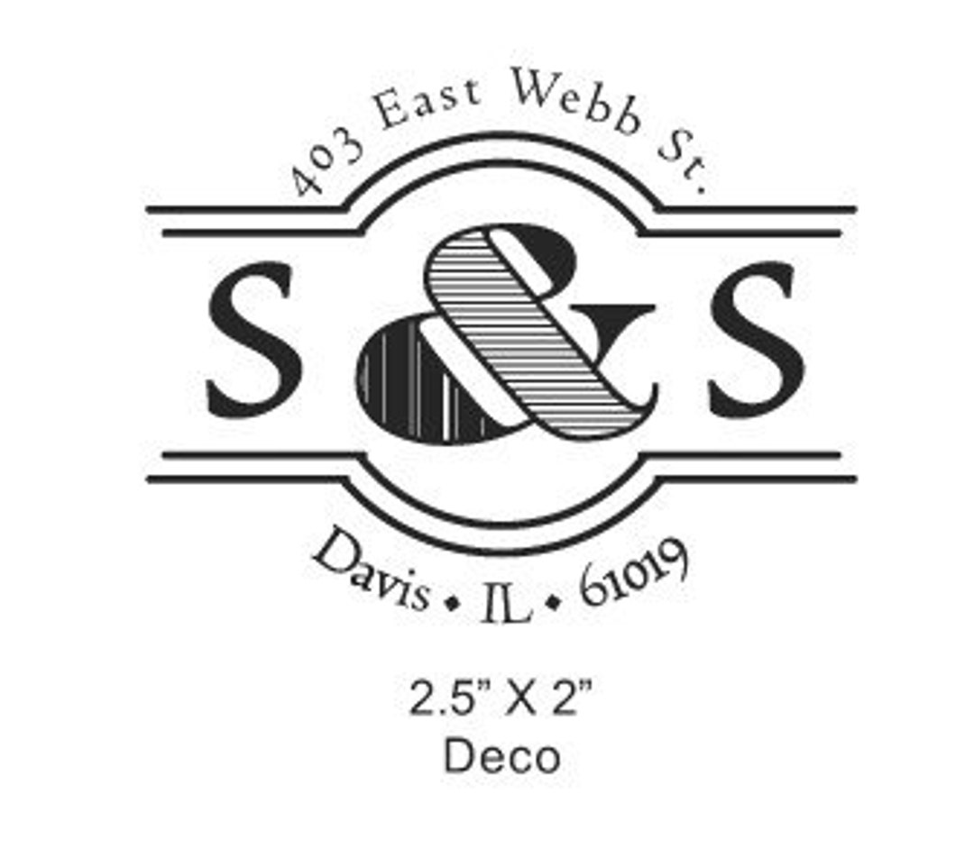Deco Monogram Custom Return Address Rubber Stamp 131 - Etsy